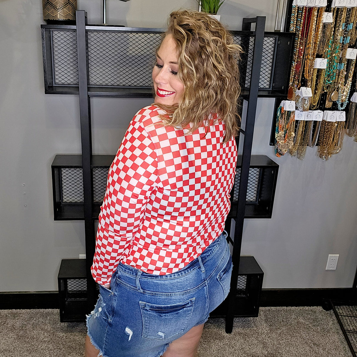 Checkered Mesh Top - Red/White – Urban Chic Boutique - NE